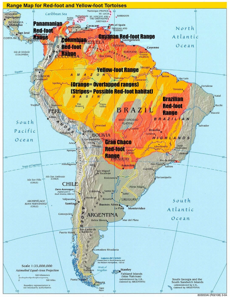 Red- and Yellow-foot Range Map - Tortoise Library